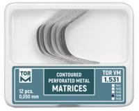 China Steel TOR VM 1.531 Dental Metal Contoured Perforated Matrices Matrix Bands Large with Ledge 0.05mm 12 pcs/kit TOP BM for sale