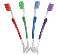 China Dual Head Orthodontic Toothbrush Blue Green Red Pink Purple Black Braces Gum Care Toothbrush for sale
