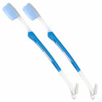 China Dual Head Orthodontic Toothbrush Blue Green Red Pink Purple Black Braces Gum Care Toothbrush for sale