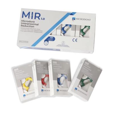China Microdont Interproximal Reduction System MIR Kit 12pcs Strips Green Blue Red Yellow Each 3pcs with 1 Handle for sale