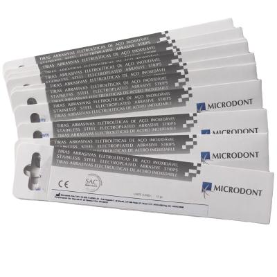 China Microdont Brand SS Abrasive Strips Double and Single Side 12 Pc Pk Stainless Steel Dental Polishing Strips for sale
