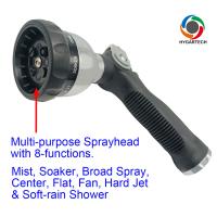 China Metal 8 Modes Hose Multi Purpose Spray Nozzle W/ Thumb Control for sale