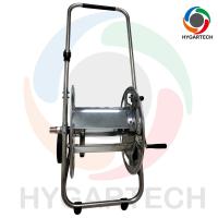 China Multifunctional Metal Trolley Hose Cart With Stainless Steel Construction Brass Flow Way and 3/4