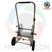 China Multifunctional Metal Trolley Hose Cart With Stainless Steel Construction Brass Flow Way and 3/4