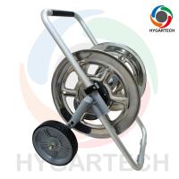 China Typically Silver Or Black Metal Hose Reel Cart Including Hose Guide Perfect for Organizing and Transporting Hoses Safely for sale