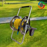 China Durable Metal Hose Cart With 1/2''x50M PVC Hose And Spray Nozzle for sale