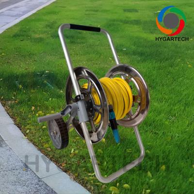 China Ergonomic Handle Metal Hose Reel Cart with Powder-coated Frame Finish Rust Resistant Typically Silver or Black Durable for sale