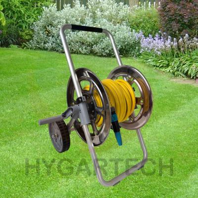 China Typically Silver Or Black Hose Cart Featuring 8 Inch Solid Wheel Suitable for Construction Landscaping and Firefighting for sale