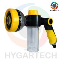 China Multifunctional Thumb Control Soap Bubble Spray Nozzle with Hose Connector for Gardening Irrigation and Car Washing for sale