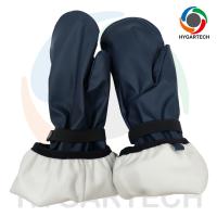 China PU & Polyester Waterproof Windproof  Lined Blue Skiing Gloves For Winter Outdoor Adventures for sale