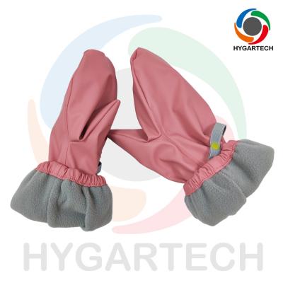 China Warm And Unisex PU & Polyester Waterproof Windproof Lined Pink Skiing Gloves for sale