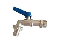 China Forging Brass Ball Bibcock Tap Nickel Plated Surface with Aluminum Lever Blue Handle for sale