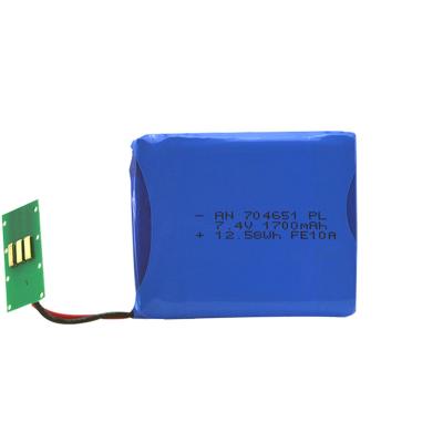 China 7.4V 1700mAh 12.58Wh 2S Li‑Po Rechargeable Battery Pack，Blue Heat‑Shrink Wrap with PCB Contact Board for Handheld Equipment，RoHS Compliant Made in China for sale