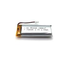 China PL951646 3.7V 700mAh 2.59Wh Lithium Polymer Rechargeable Battery, Soft Pack Li‑po Battery with Red Black Wires for Wearable, MSDS Certified for sale