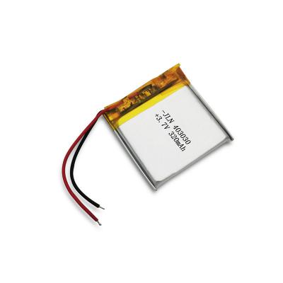 China 320mAh 3.7V  PL403030 3.7V 320mAh Lithium Polymer Rechargeable Battery Soft Pack Li‑po Battery with Red Black Wires for Wearable Devices，RoHS Compliant Made in China for sale