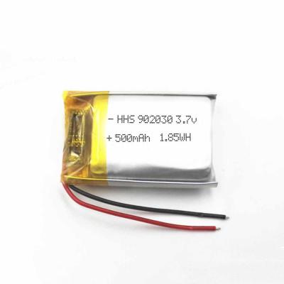 China PL902030 3.7V 500mAh LiPo Battery 1.85Wh Lithium Polymer Battery Built-in Protection Circuit for Bluetooth Headset, MSDS China Manufacturer for sale