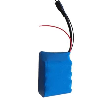 China 12V 6Ah 18650 Rechargeable Lithium Battery Pack, Blue PVC Heat Shrink Insulation with DC Female Charging Jack & Extra Stripped Red Black Lead Wires, CB China Manufacturer for sale