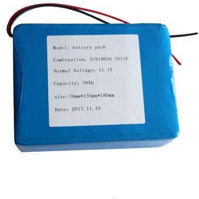 China 12V 39Ah 18650 Lithium Battery Pack with Blue PVC Insulated High-Capacity Rechargeable Li-ion Cell with Bare Lead Wires for Outdoor Surveillance, UN38.3 Compliant Made in China for sale