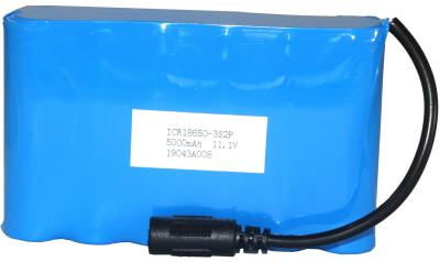 China 12V 5000mAh 18650 Rechargeable Lithium Battery Pack，Blue PVC Insulated Li-ion Cell with Pre-Wired DC Female Connector for Portable Lighting，MSDS China Manufacturer for sale