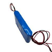 China 12V 4000mAh 18650 Lithium Battery ，Blue PVC Insulated Rechargeable Li-ion Cell  with Two Sets of Red Black Bare Lead Wires for Dual-Power Monitoring Gadgets，RoHS Compliant Made in China for sale