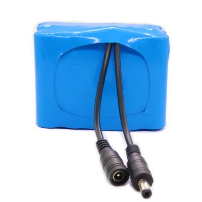 China Custom 11.1V 9000mAh Lithium Battery Pack, Blue PVC Insulated Rechargeable Li-ion Cell with Pre-Wired DC Male & Female Connectors for Smart Sensor, Made in China for sale