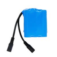 China Custom 11.1V 9000mAh Lithium Battery Pack, Blue PVC Insulated Rechargeable Li-ion Cell with Pre-Wired DC Male & Female Connectors for Smart Sensor, Made in China for sale