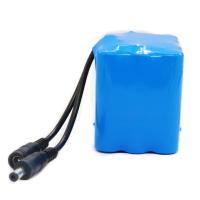 China Custom 11.1V 9000mAh Lithium Battery Pack, Blue PVC Insulated Rechargeable Li-ion Cell with Pre-Wired DC Male & Female Connectors for Smart Sensor, Made in China for sale