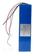 China 10Ah 24V Long Strip 18650 Lithium Ion Battery Pack with Bare Red Black Silicone Wires, Blue PVC Wrapped Rechargeable Li-ion Storage Battery with FCC CE Certified Label for Electric Scooter for sale