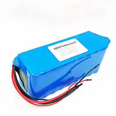 China 12.8Ah 24V 18650 Lithium Ion Battery Pack Blue PVC Heat Shrink Wrapped with Bare Red Black Silicone Wires, Li-ion Storage Battery for E-Scooter, CB China Manufacturer for sale