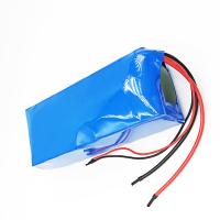 China 12.8Ah 24V 18650 Lithium Ion Battery Pack Blue PVC Heat Shrink Wrapped with Bare Red Black Silicone Wires, Li-ion Storage Battery for E-Scooter, CB China Manufacturer for sale