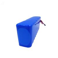 China 6.7Ah 24V Slim Long Rectangle 18650 Lithium Ion Battery Pack, Red Black Stripped Bare Wire Built-in BMS for Garden Light, IEC62133 China Manufacturer for sale