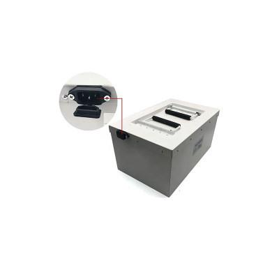 China 60Ah 48V LiFePO4 Lithium Battery Pack with Dual Recessed Top Carry Handles & Side IEC Charging Socket for AGV Robot，RoHS Compliant Made in China for sale