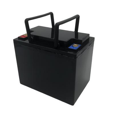 China 25Ah 48V Black Plastic Case LiFePO4 Lithium Iron Phosphate Battery Pack with Double Integrated Carry Handles for Golf Cart for sale