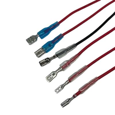 China Pre‑Crimped Straight Spade Female Terminal Jumper Wire Harness, 4.8mm 6.3mm Insulated Cable Assembly with Insulating Sheath & Heat Shrink Sealed End for Electric Stackers, UL Certified Factory for sale