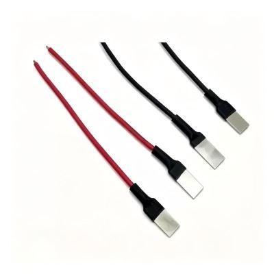 China Custom Flat Nickel Tab Wire Harness with Heat Shrink, Red & Black Battery Spot Weld Cable Assembly for Lithium Pack，Electronic Cable Assembly China for sale