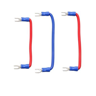 China Custom Double End Spade Fork Terminal with Red Blue Insulated Jumper Wire Harness for Battery for sale