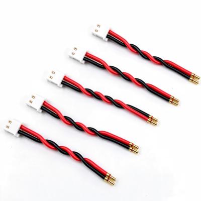 China Bulk Order 2 Pin Twisted Wire Harness | White Connector with Gold Plated Banana Terminals for FPV for sale