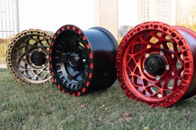 China 16 17 inch 6x139.7 4x4 Offroad Wheels Mesh Design With Chrome Rivets for sale