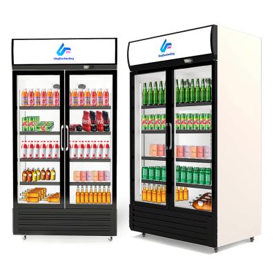 China 530L Capacity Upright Glass Door Refrigerator Freezer with Direct Cooling and Automatic Defrost for sale