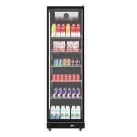 China 420L Commercial Chiller Refrigerator with Air Cooling System and Self-closing Tempered Glass Door for sale