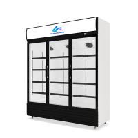 China 850L Capacity Upright Refrigerator with Triple Glass Door and Static Cooling for Commercial Use for sale