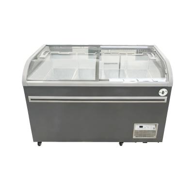 China Commercial Deep Freezer with Digital Thermostat and Sliding Glass Door for Ice Cream Display for sale