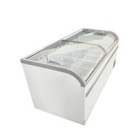 China Commercial Sliding Glass Door Deep Freezer with Curved Tempered Glass and Energy-Efficient Cooling for sale