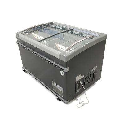 China Commercial Chest Freezer with Sliding Glass Door Direct Cooling and Digital Thermostat for Ice Cream Display for sale