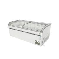 China Commercial Sliding Glass Door Deep Freezer with Curved Tempered Glass and Energy-Efficient Cooling for sale