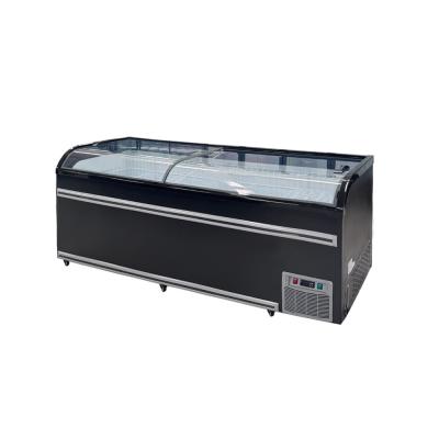 China Commercial Freezer with Sliding Glass Door and Curved Glass Display Featuring Digital Thermostat for sale
