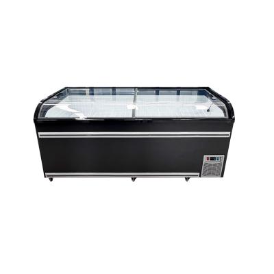 China Commercial Sliding Glass Door Chest Freezer with Digital Thermostat R290a Refrigerant and large Volume for sale