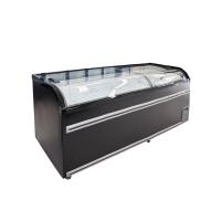 China Commercial Freezer with Sliding Glass Door and Curved Glass Display Featuring Digital Thermostat for sale