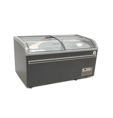 China Commercial Ice Cream Display Freezer with Digital Thermostat 920L Volume and Curved Glass Door for sale