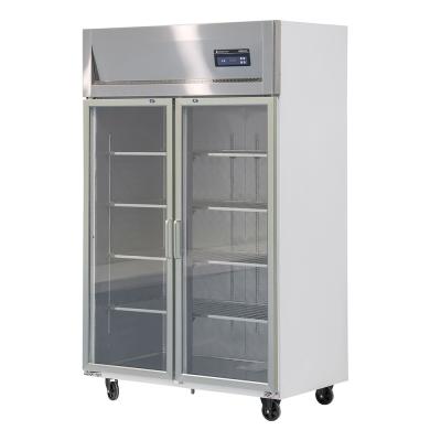 China Air Cooling Commercial Stainless Steel Upright Freezer 1.2M 1.8M 2 Door Refrigerator for sale